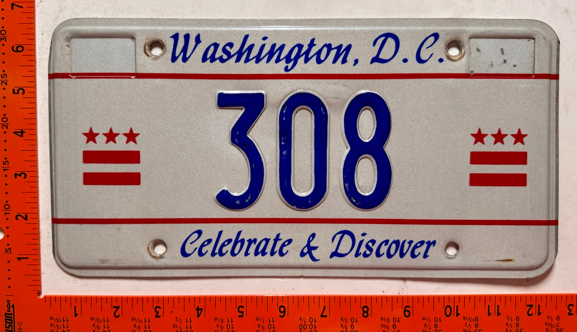 undated Washington, DC #308 Passenger License Plate – LicensePl8s.com