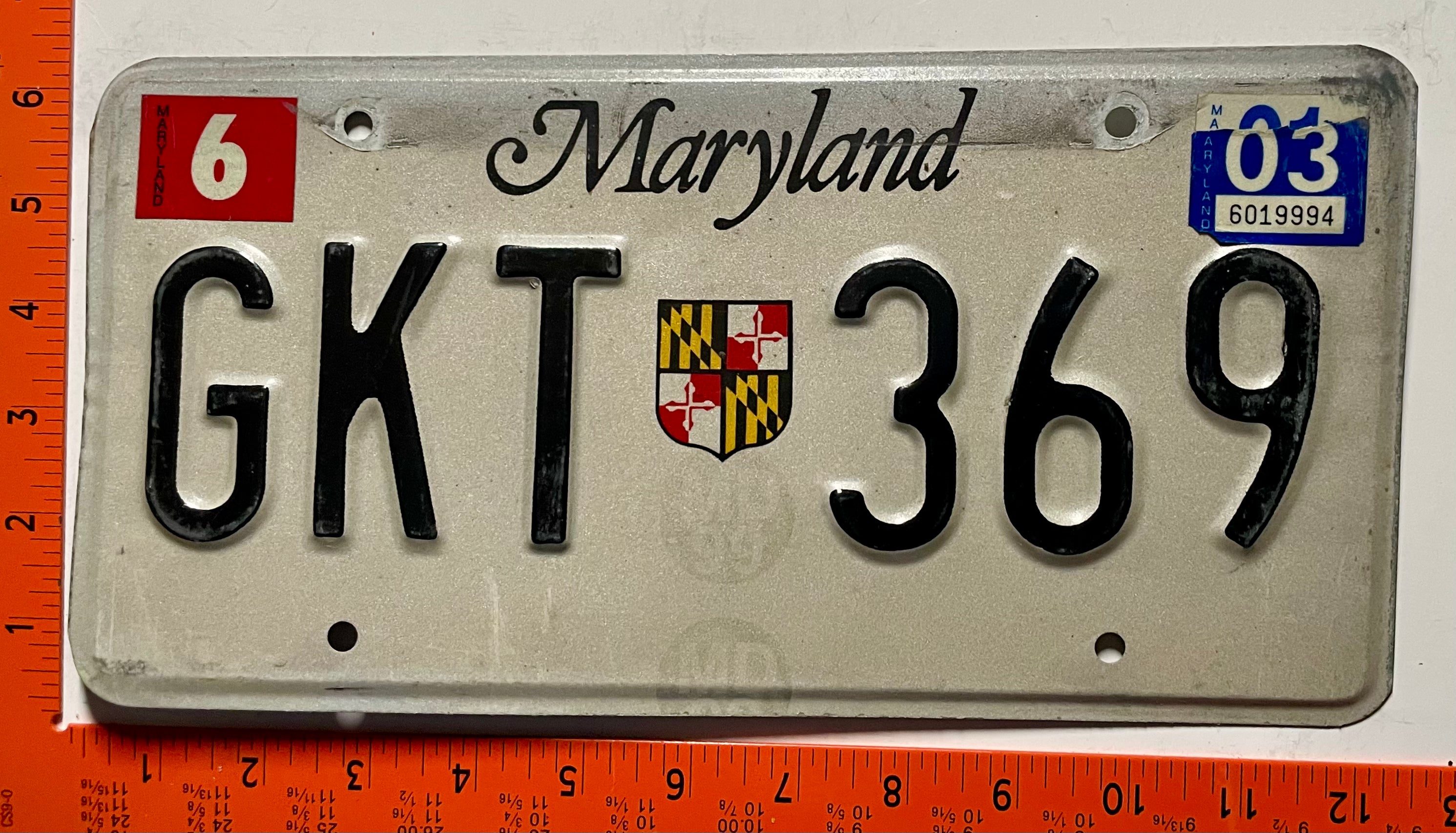 2003 Maryland #GKT 369 Passenger License Plate – LicensePl8s.com