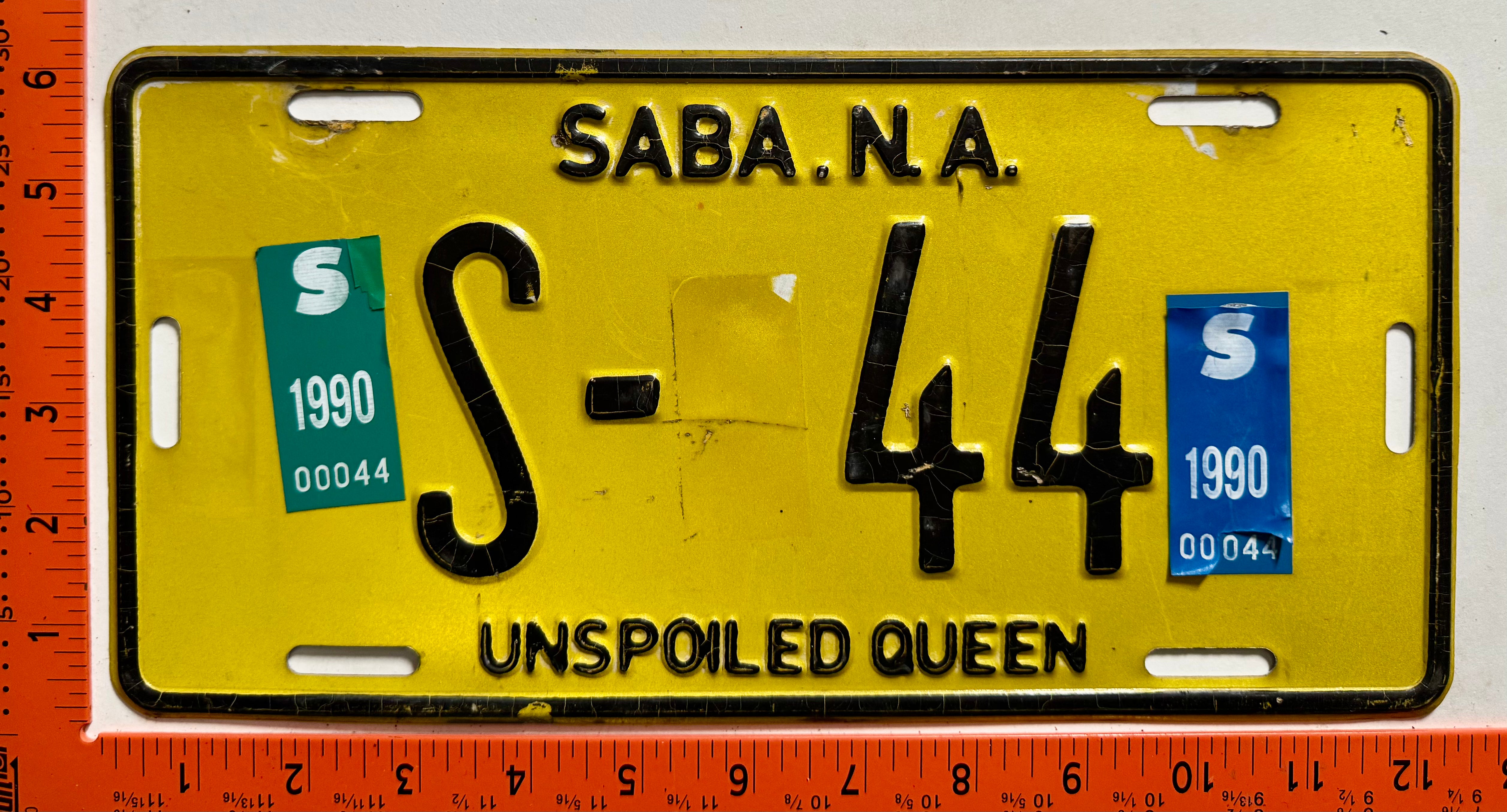 1990 Saba #S-44 Passenger License Plate – LicensePl8s.com