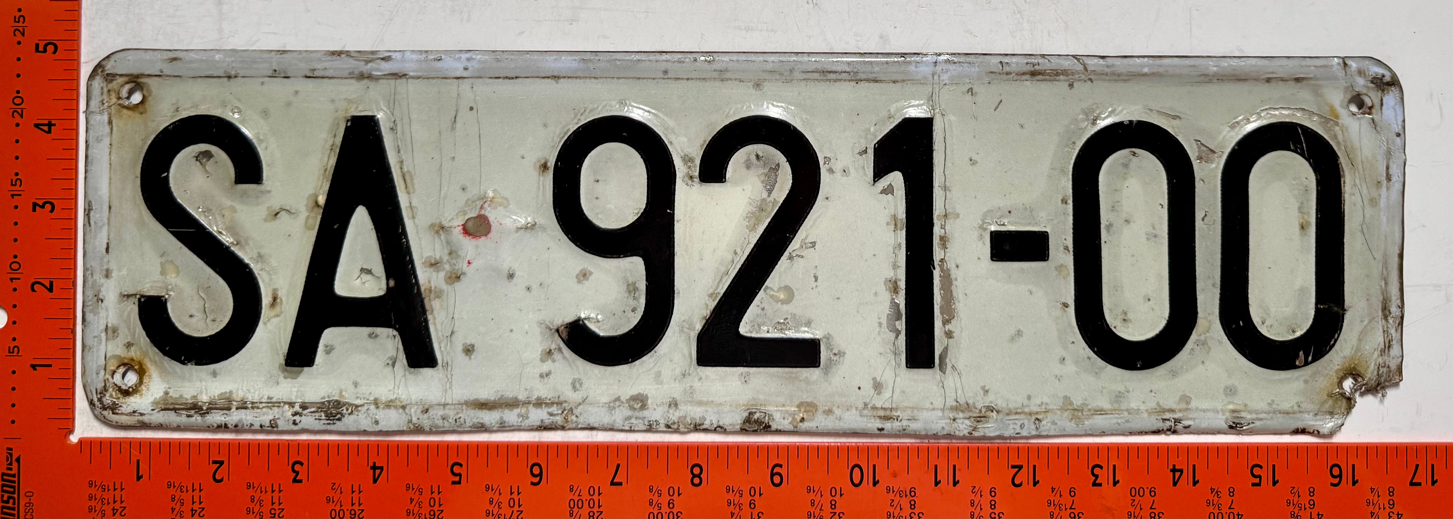 undated Yugoslavia #SA*921-00 License Plate – LicensePl8s.com